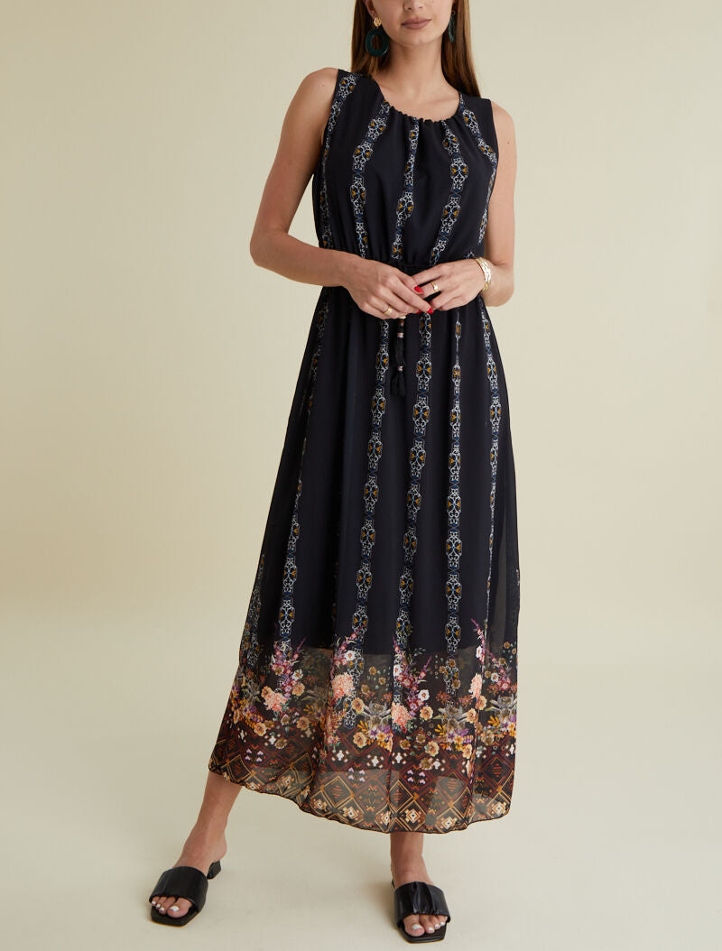 Robe à imprimés style baroque - noir | Stand-Prive