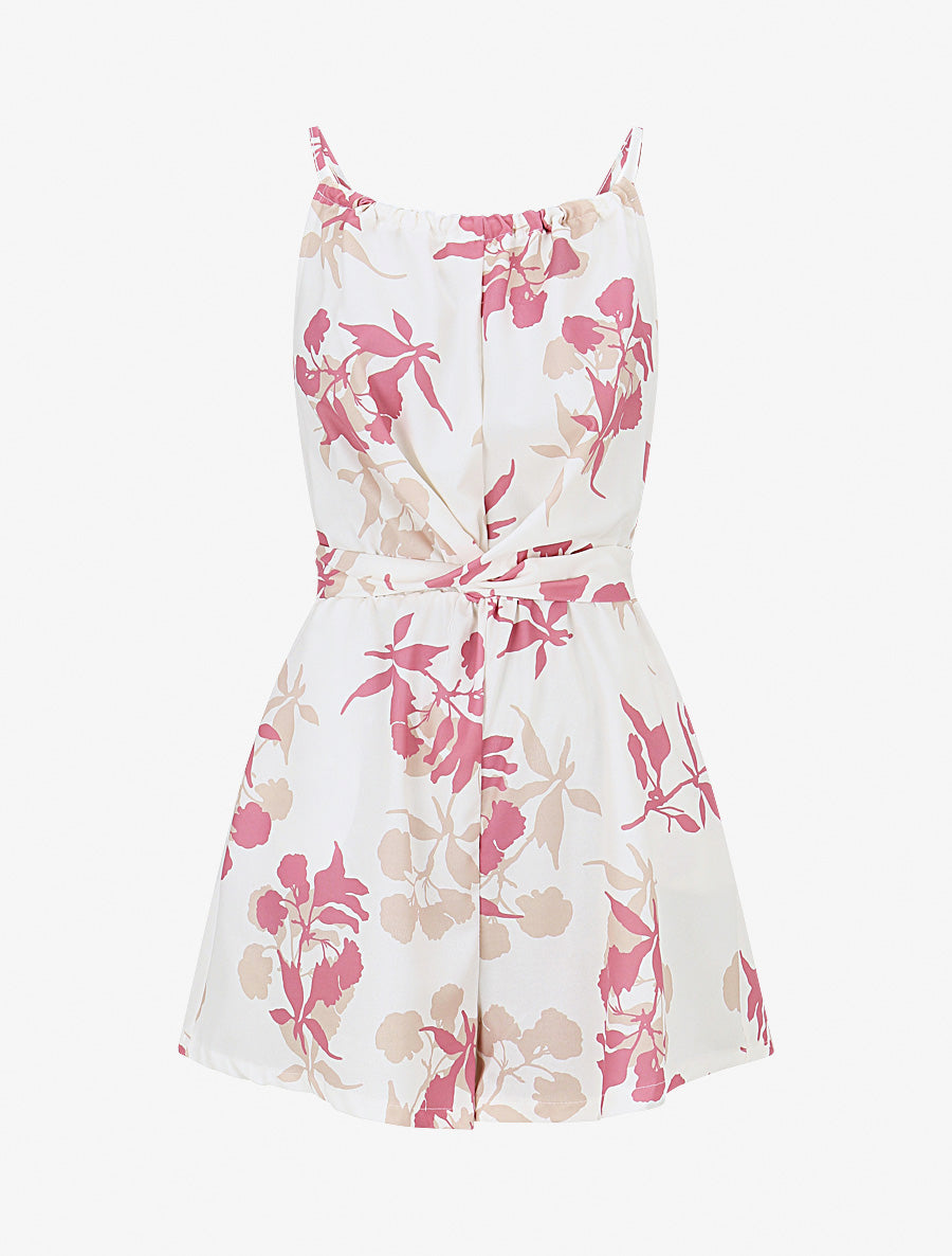 Combishort fleuri à noeud - Vieux rose | Stand-Prive