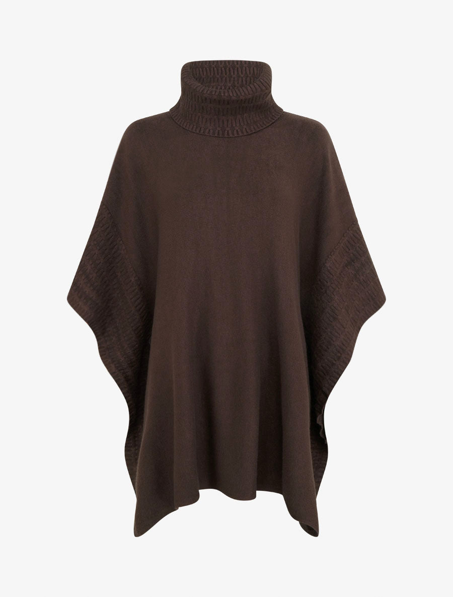 Poncho à col roulé - Marron | Stand-Prive