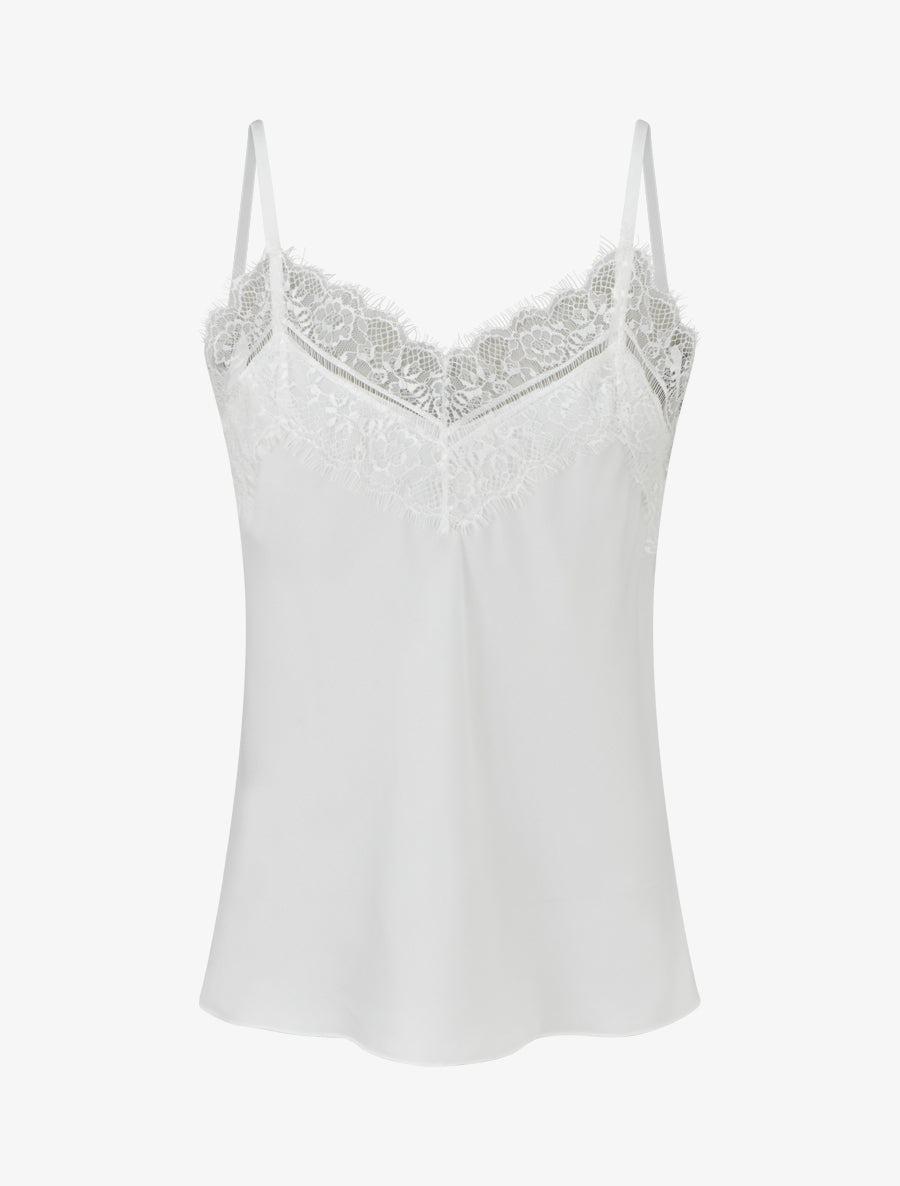 Caraco satiné à bretelles ajustables - Blanc | Stand-Prive