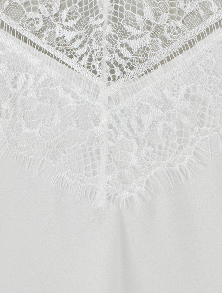 Caraco satiné à bretelles ajustables - Blanc | Stand-Prive