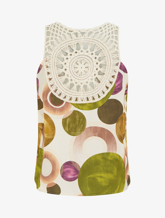 Top fluide à bretelles crochet - Vert olive | Stand-Prive