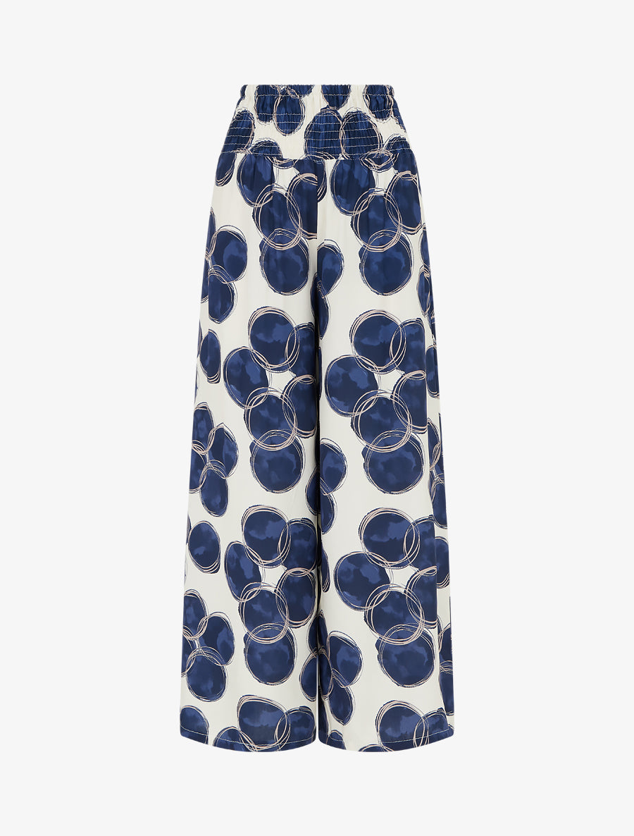 Pantalon élastiqué imprimé cercles - Marine | Stand-Prive