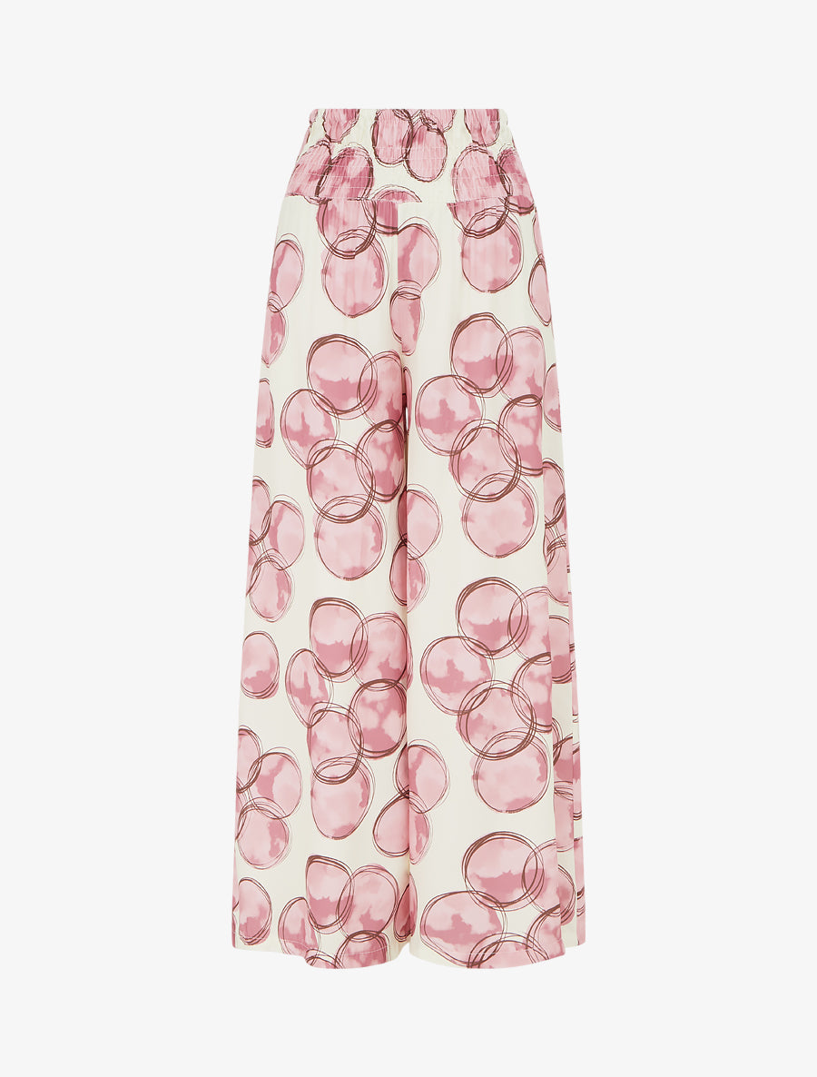 Pantalon élastiqué imprimé cercles - Rose | Stand-Prive