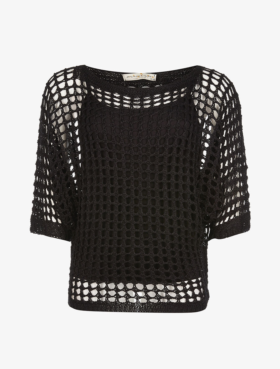 Pull filet avec débardeur assorti - Noir | Stand-Prive