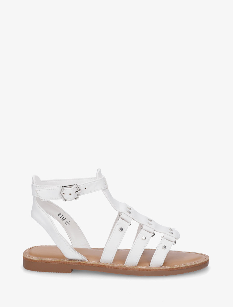 Nu-pieds cloutées style spartiate - Blanc | Stand-Prive