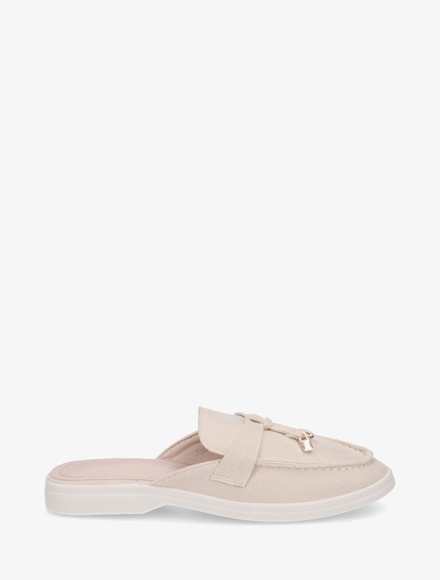 Claquettes à bout rond en suédine - Beige | Stand-Prive